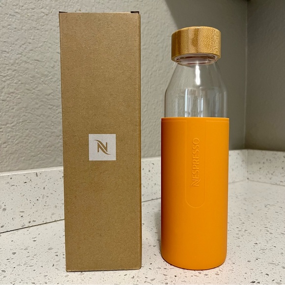 Nespresso | Dining | Nespresso Glass Water Bottle With Silicone Sleeve ...